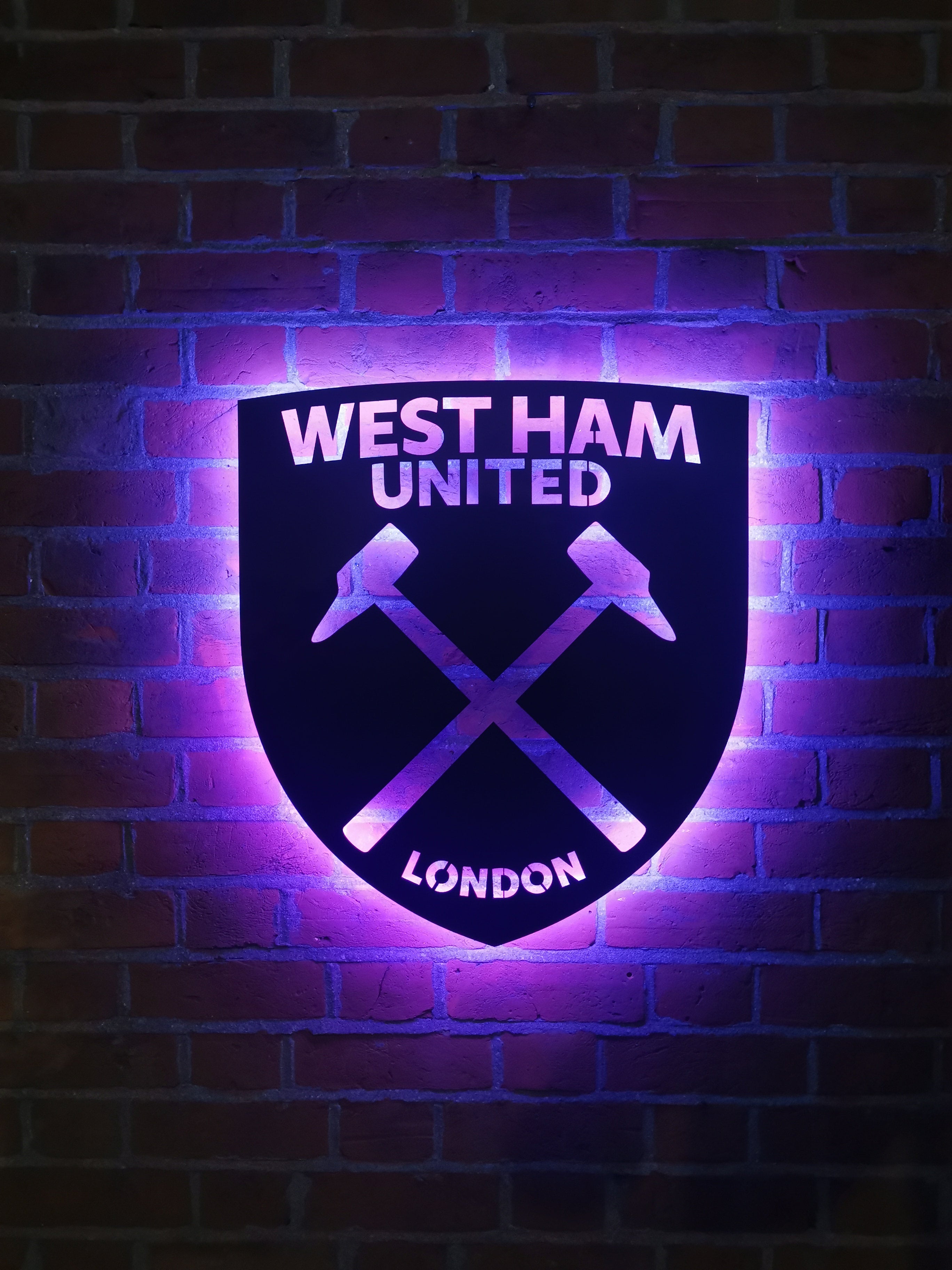 West Ham United Illuminated Metal Wall Badge LED Light Gift | Metal Legacy
