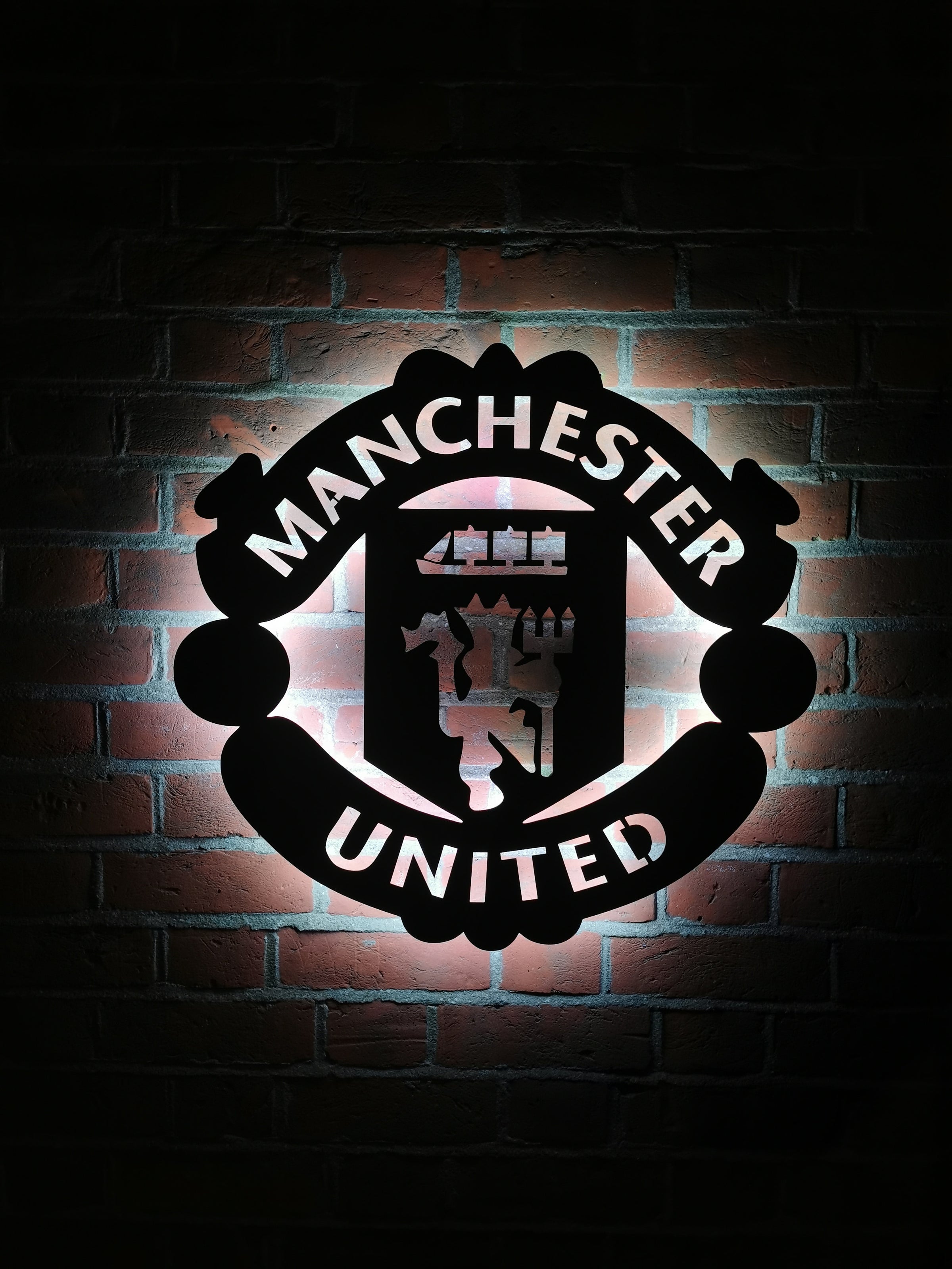 Manchester United Football Club Illuminated Metal Wall Badge LED Light ...