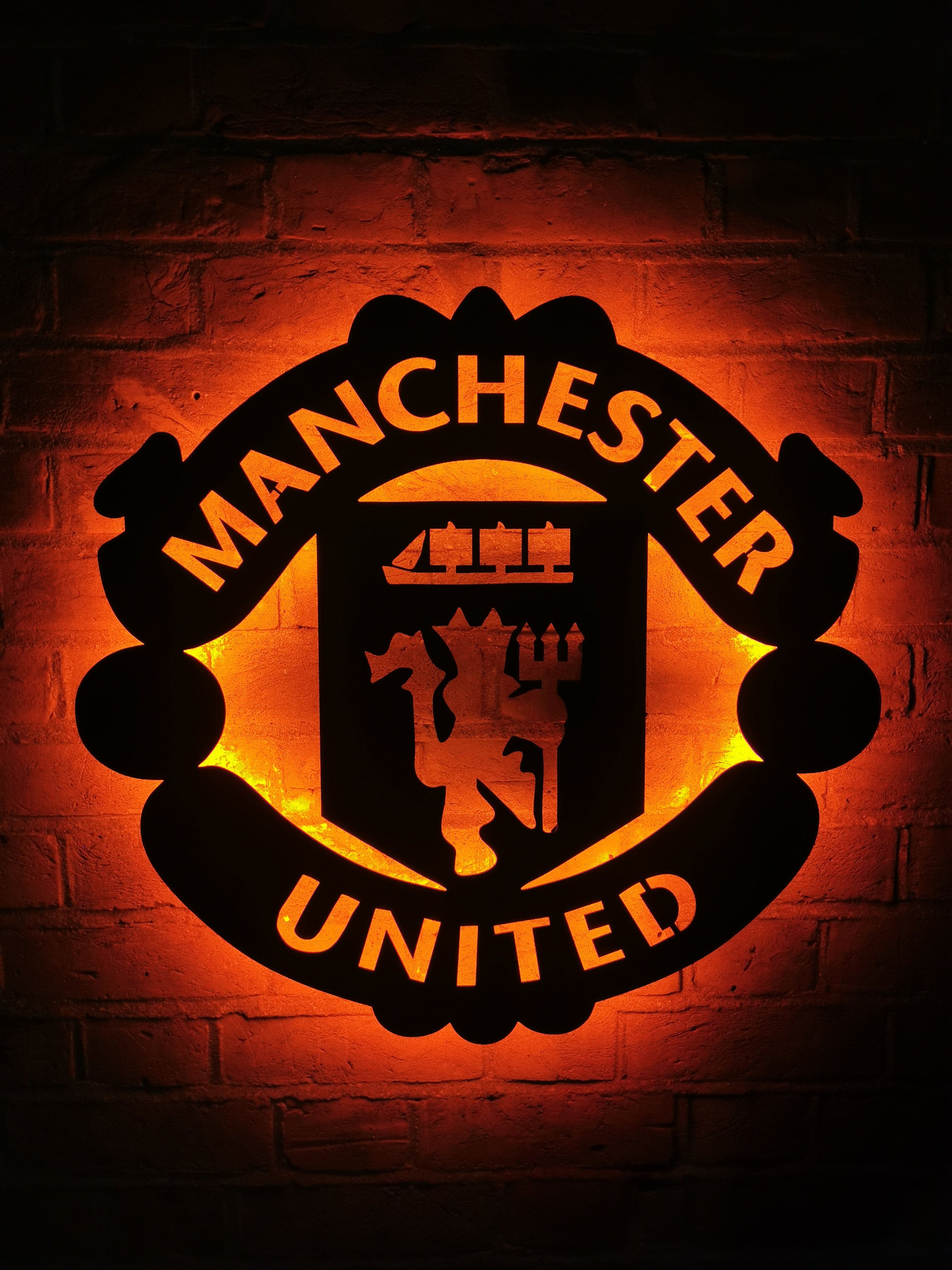 Manchester United Football Club Illuminated Metal Wall Badge LED Light ...